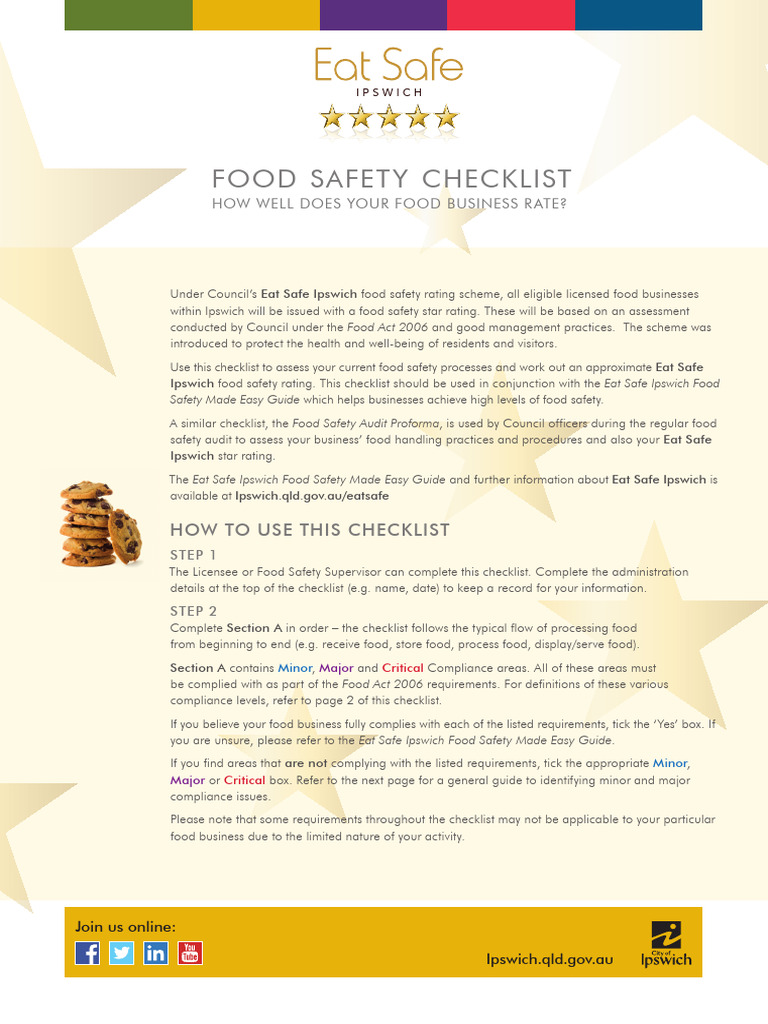 Food Safety Checklist 1724953046 | PDF | Food Safety | Regulatory ...