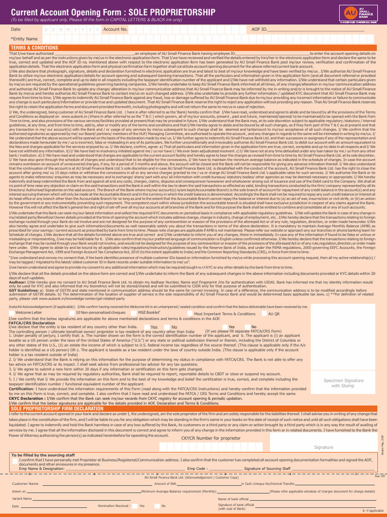 One Pager Declaration Sole Proprietor | PDF | Banks | Business