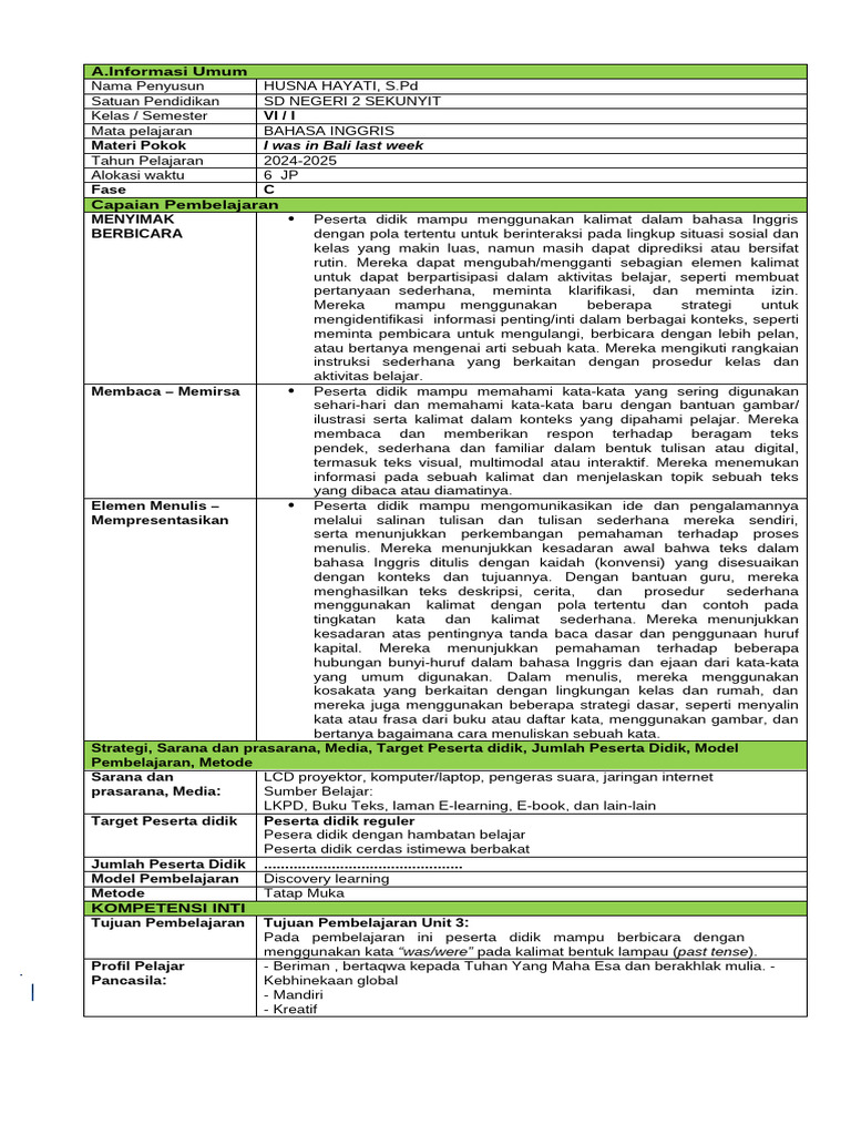 Modul Ajar Unit 3 | PDF