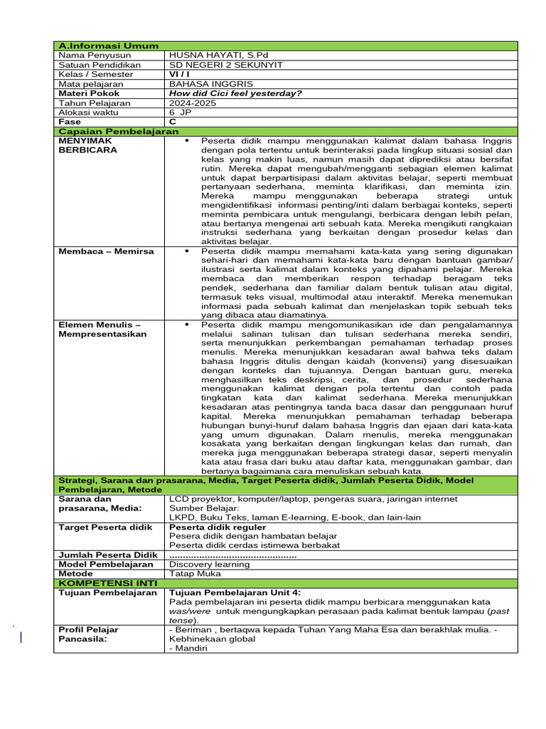 2. MODUL AJAR UNIT 4 | PDF