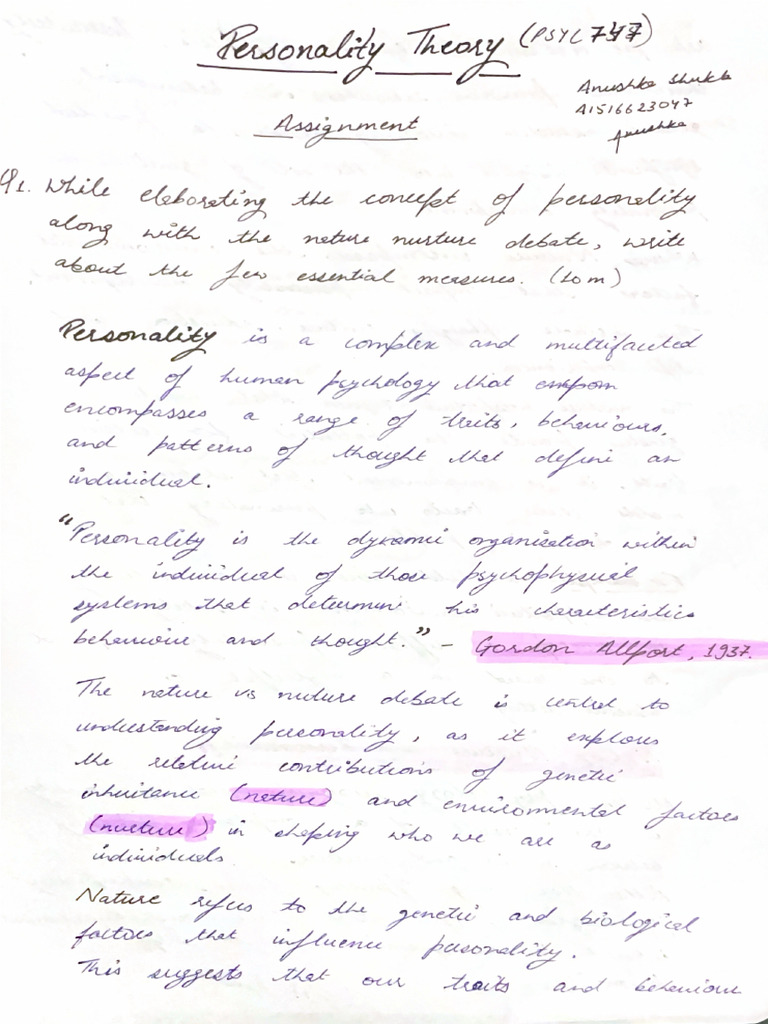 Anushka Shukla 047 Personality Theory | PDF