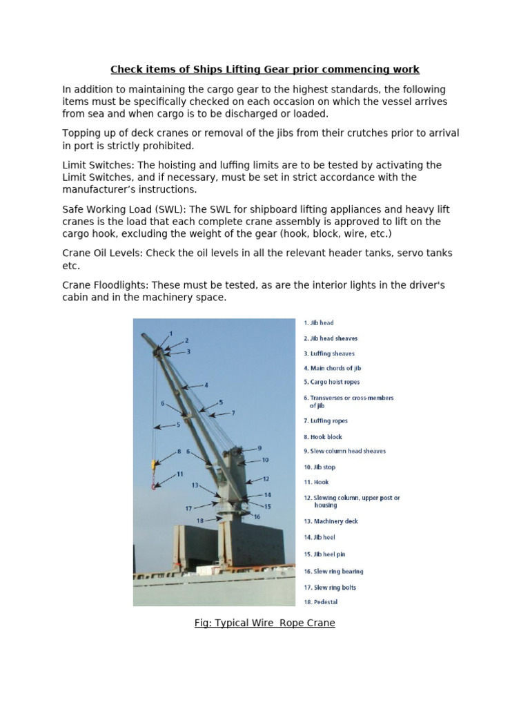9.1 Check Items of Ships Lifting Gear Prior Commencing Work | PDF