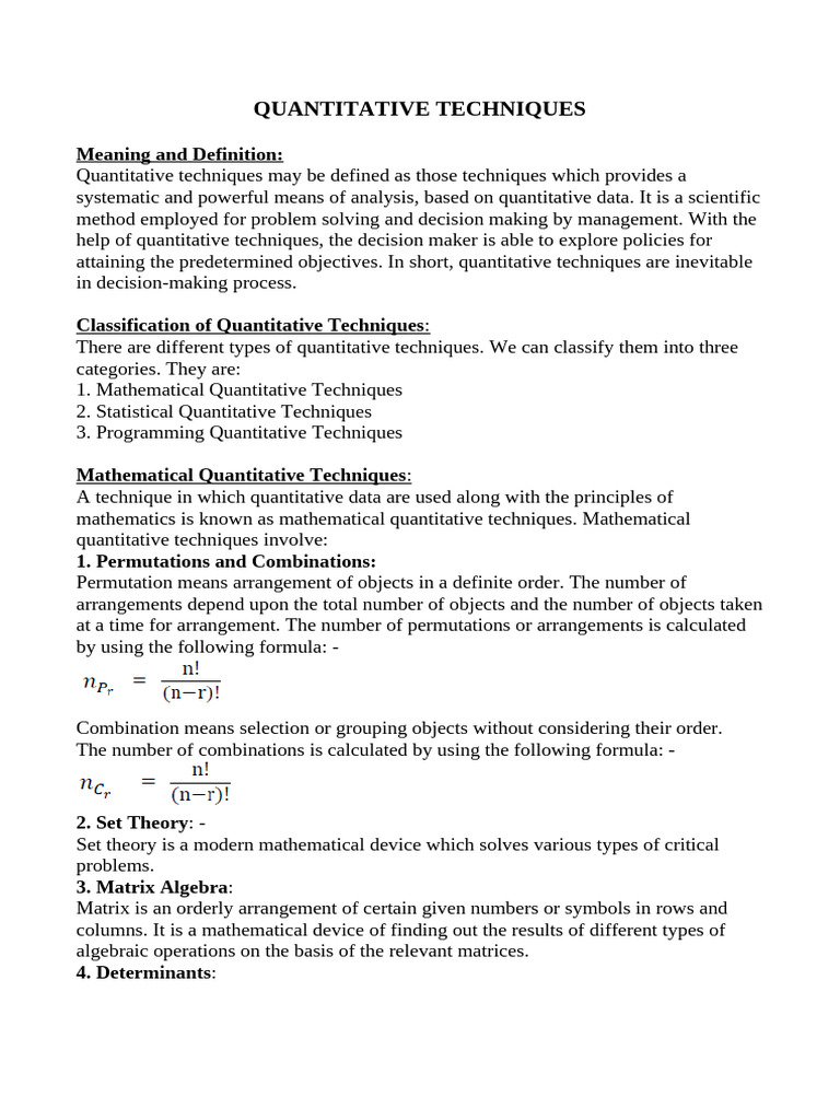 Quantitative Techniques | PDF