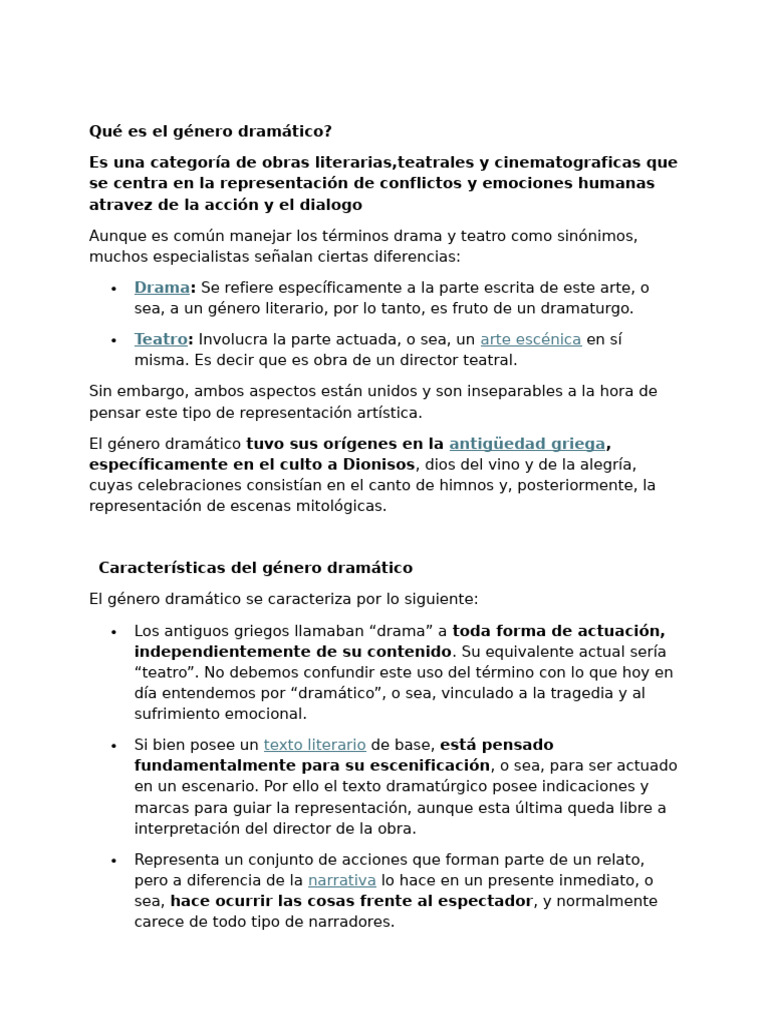 Qué es el género dramático | PDF
