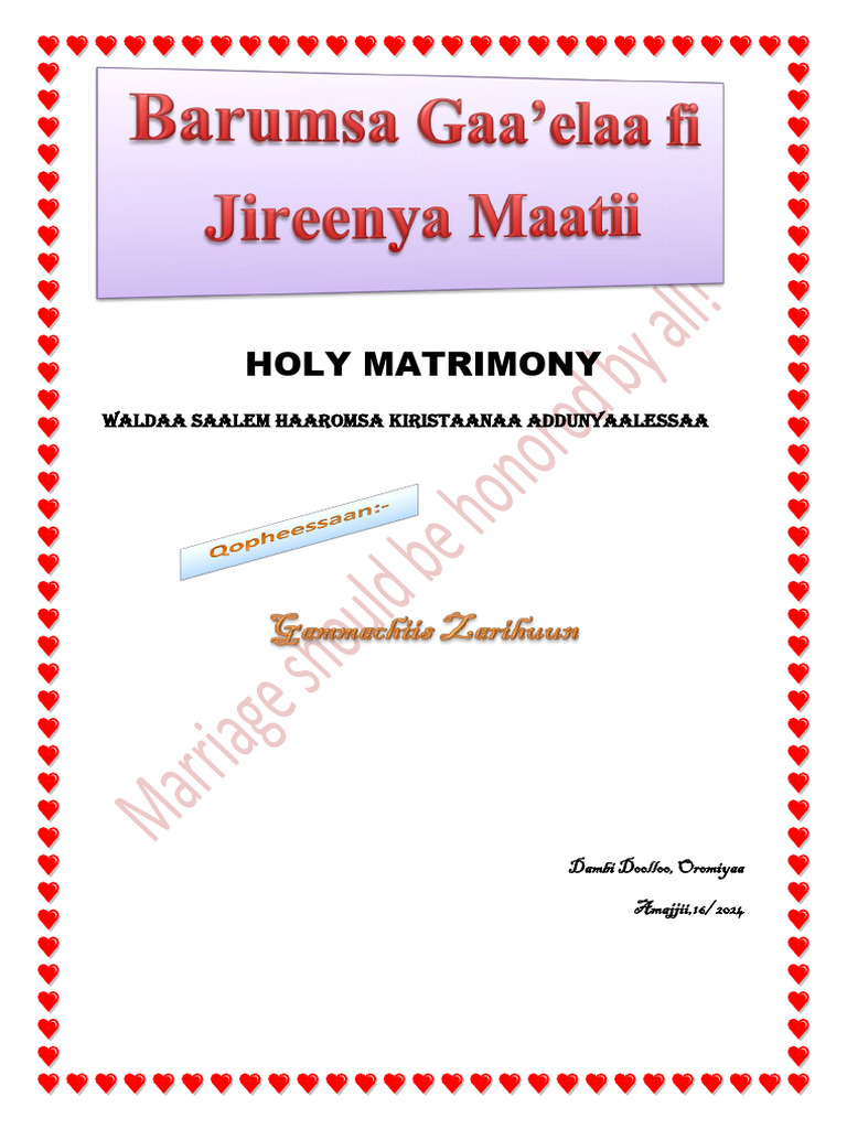 Barumsa Gaa'elaa Fi Jireenya Maatii | PDF