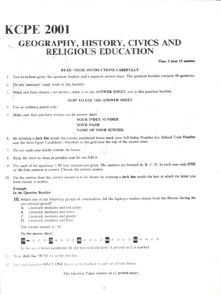 KCPE-2001-GHCRE | PDF