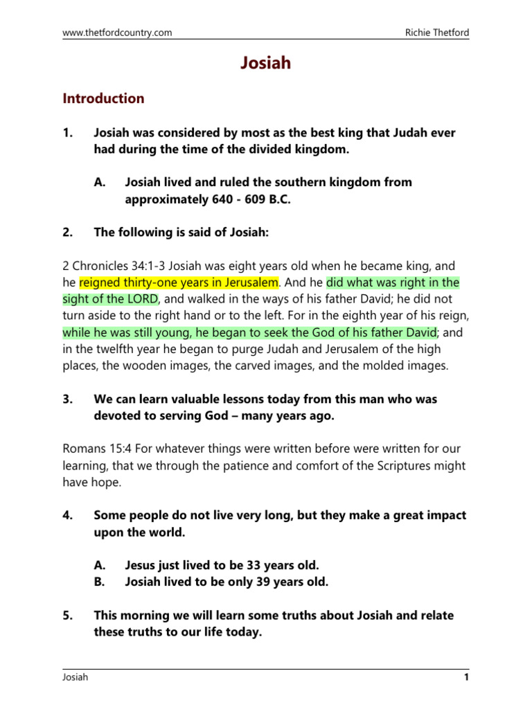 Josiah | PDF | Books Of Kings | Law