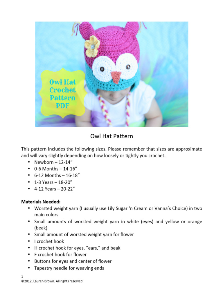 Owl Hat Pattern DCD | PDF