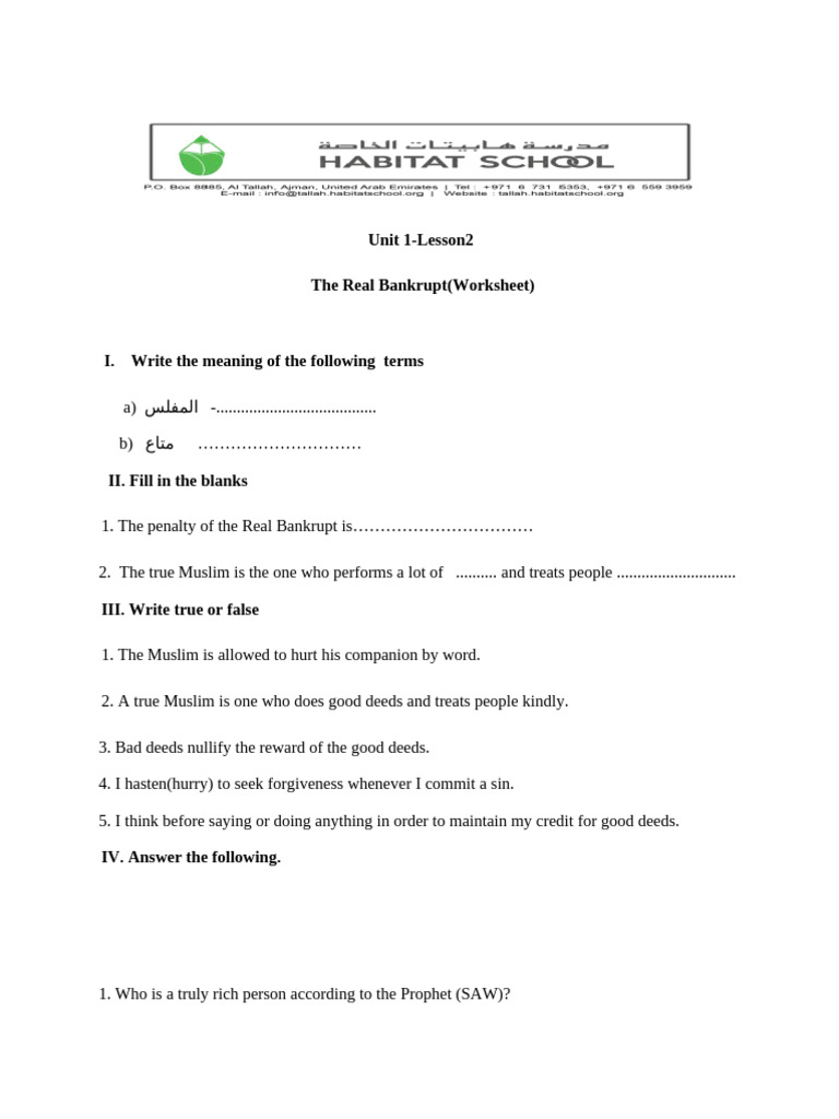 Gr5 - The Real Bankrupt Worksheet - 24-25 | PDF