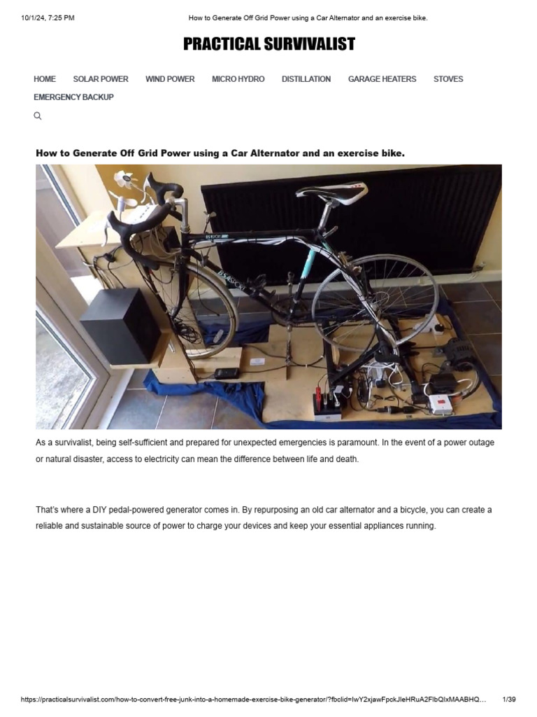 How To Generate Off Grid Power Using A Car Alternator and An Exercise ...