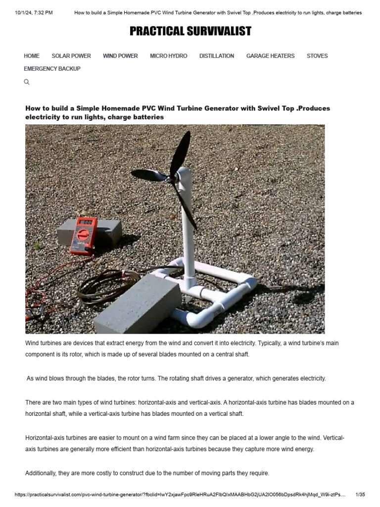 How To Build A Simple Homemade PVC Wind Turbine Generator With Swivel ...