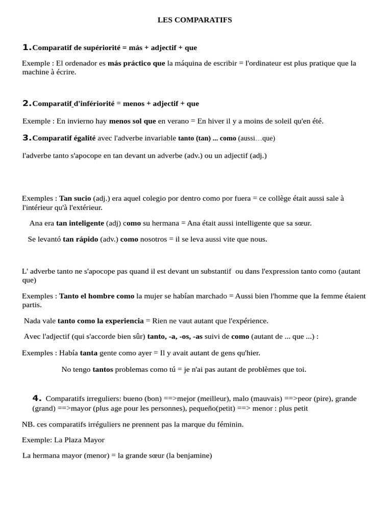 Cours Sur Les Comparatifs | PDF