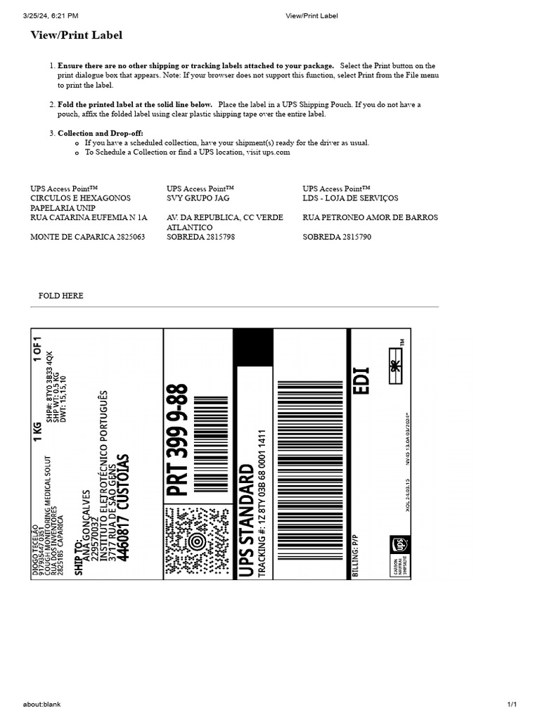 View - Print Label - UPS - IEP | PDF