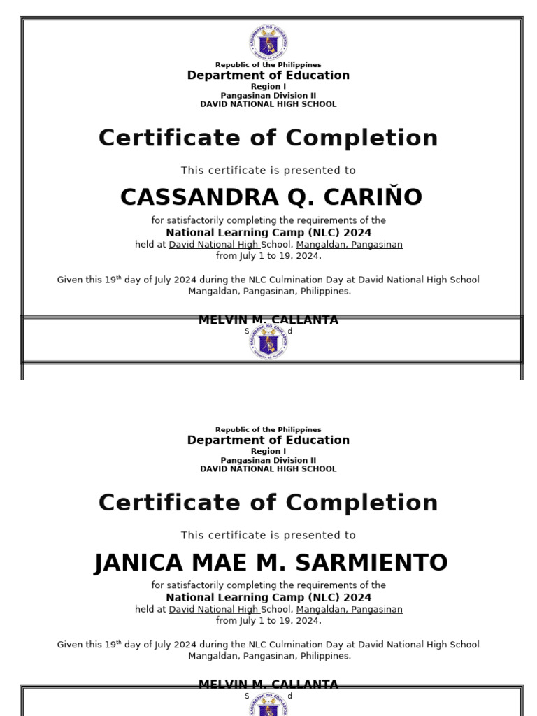 V2-NLC-Certificate-of-Completion - Learner g7 | PDF