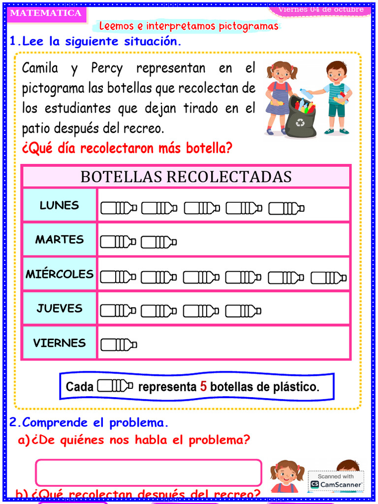 FICHA - VIER - MATE - Leemos e Interpretamos Pictogramas | PDF