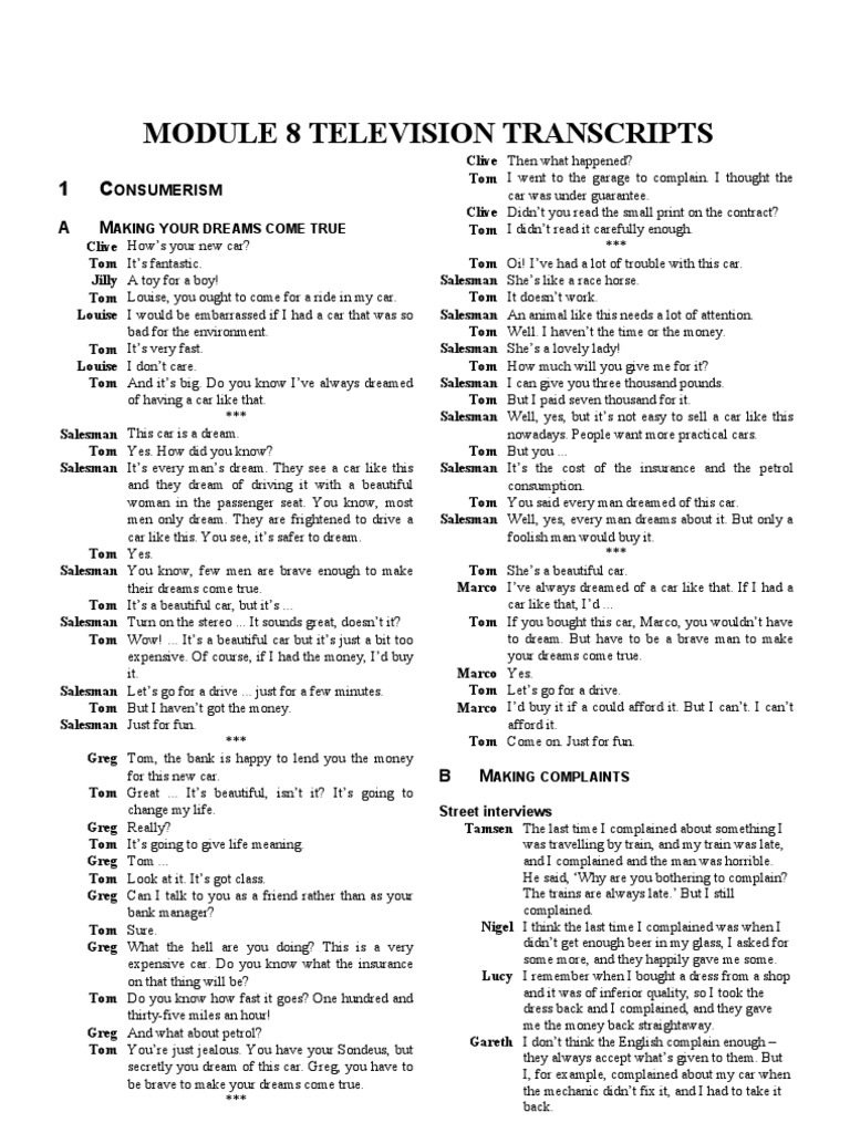 Module 8 Television Transcripts: Onsumerism | PDF | Environmentalism ...