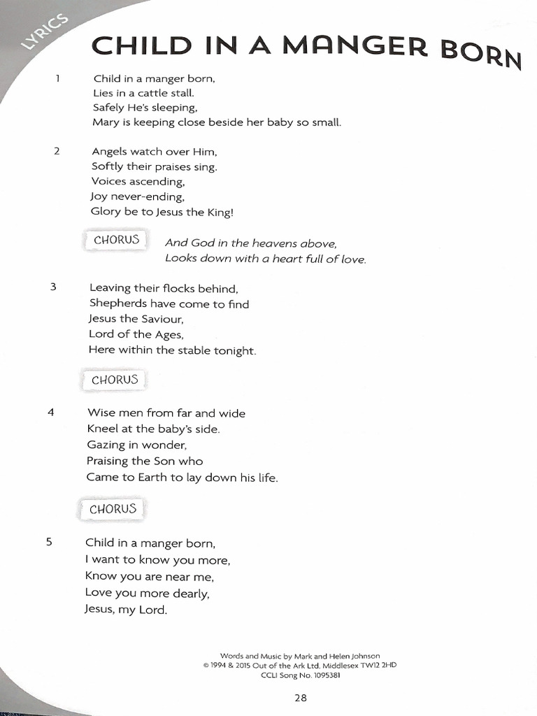 Child in A Manger Born Lyrics | PDF