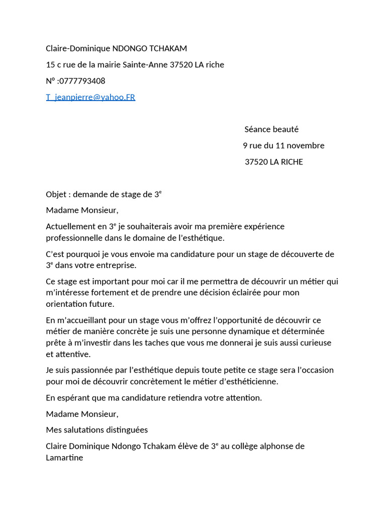Demande de Stage | PDF