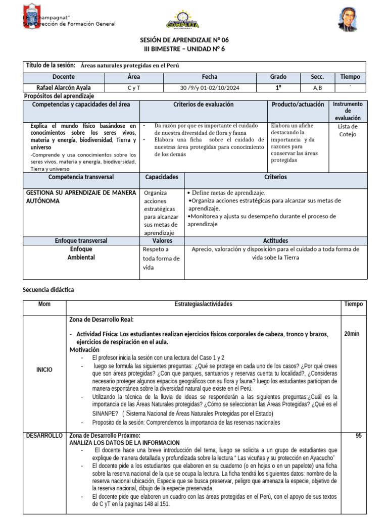 Sesion 6 Areas Protegidas en El Peru | PDF | Biodiversidad | Evaluación