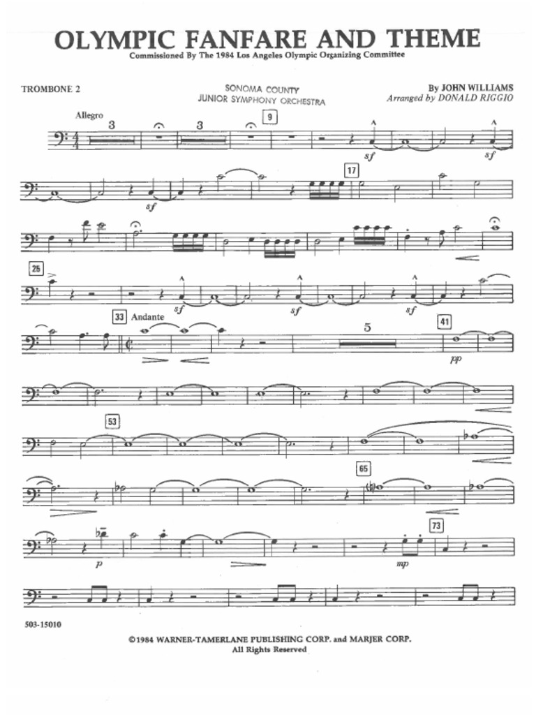 Trombone2 - Williams, John - Olympic Fanfare and Theme - Riggio - 261 | PDF