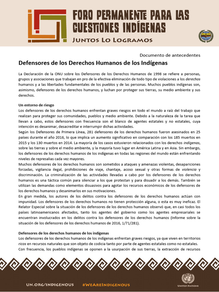 Spanish Backgrounder Human Rights Defenders FINAL 1 | PDF