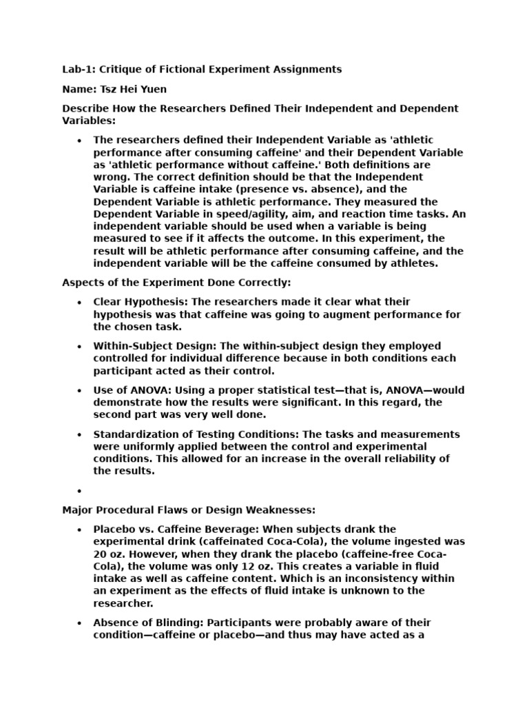 Psychology Lab Assignment 1 | PDF