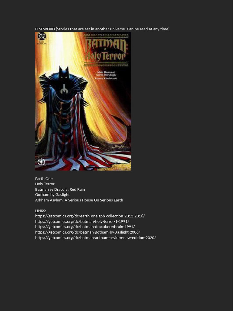 Batman Comics Reading Order Guide | PDF | Batman | Comics