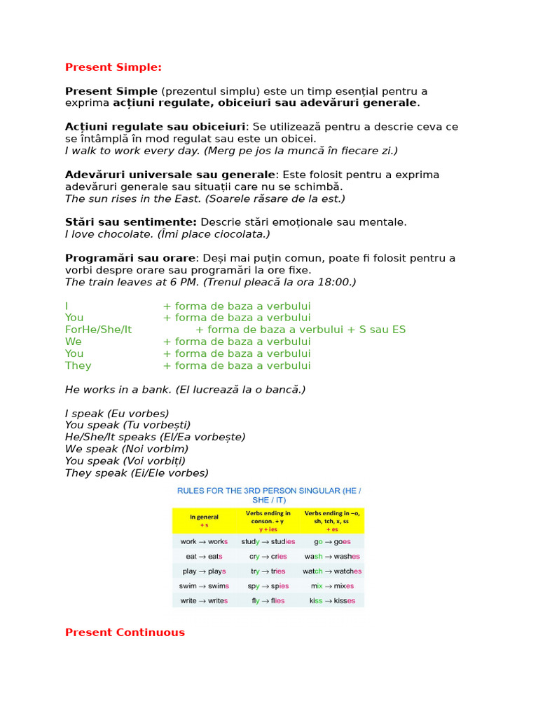 Present Simple+Present Continuos | PDF