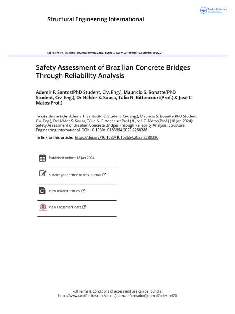 Safety Assessment of Brazilian Concrete Bridges Through Reliability ...