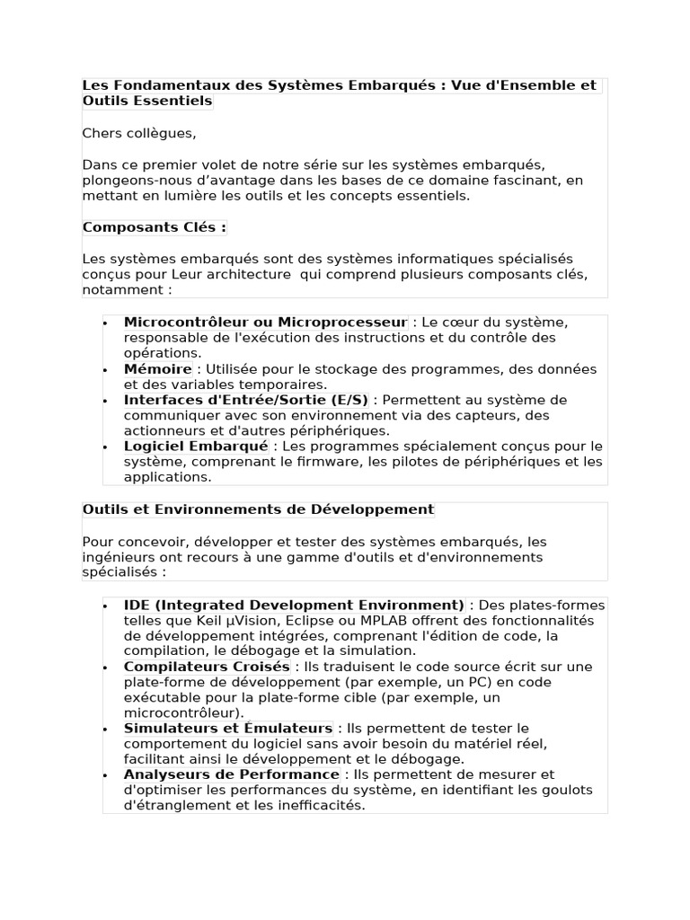 Les Fondamentaux Des Systèmes Embarqués | PDF