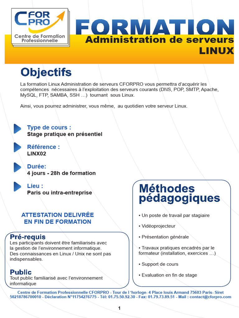 Formation Linux Administration Serveurs | PDF