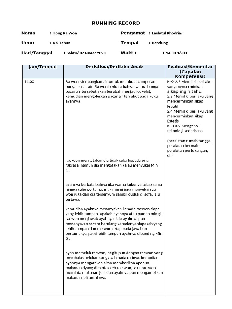 Edit 1 Running Record | PDF