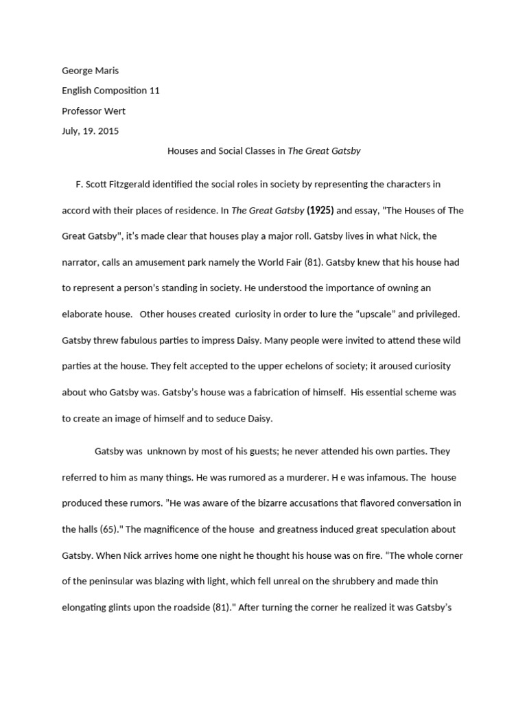 Social Classes in The, Great Gatsby | PDF