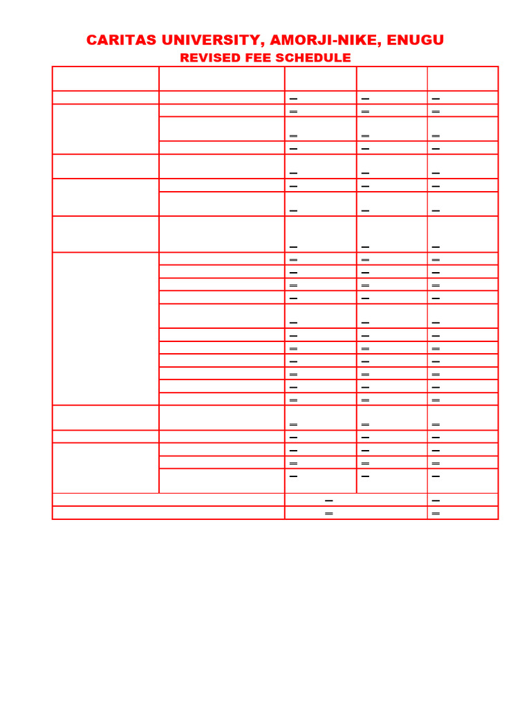 CARITAS UNIVERSITY FEE SCHEDULE- | PDF