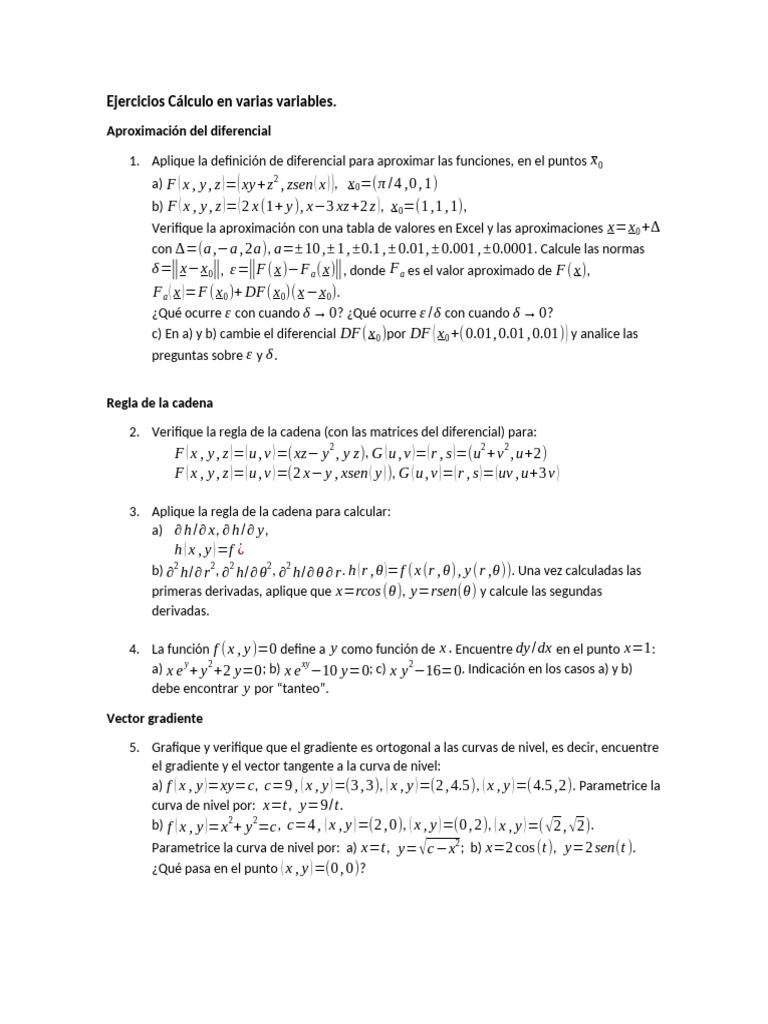 Ejercicios 3 Cálculo en Varias Variables | PDF