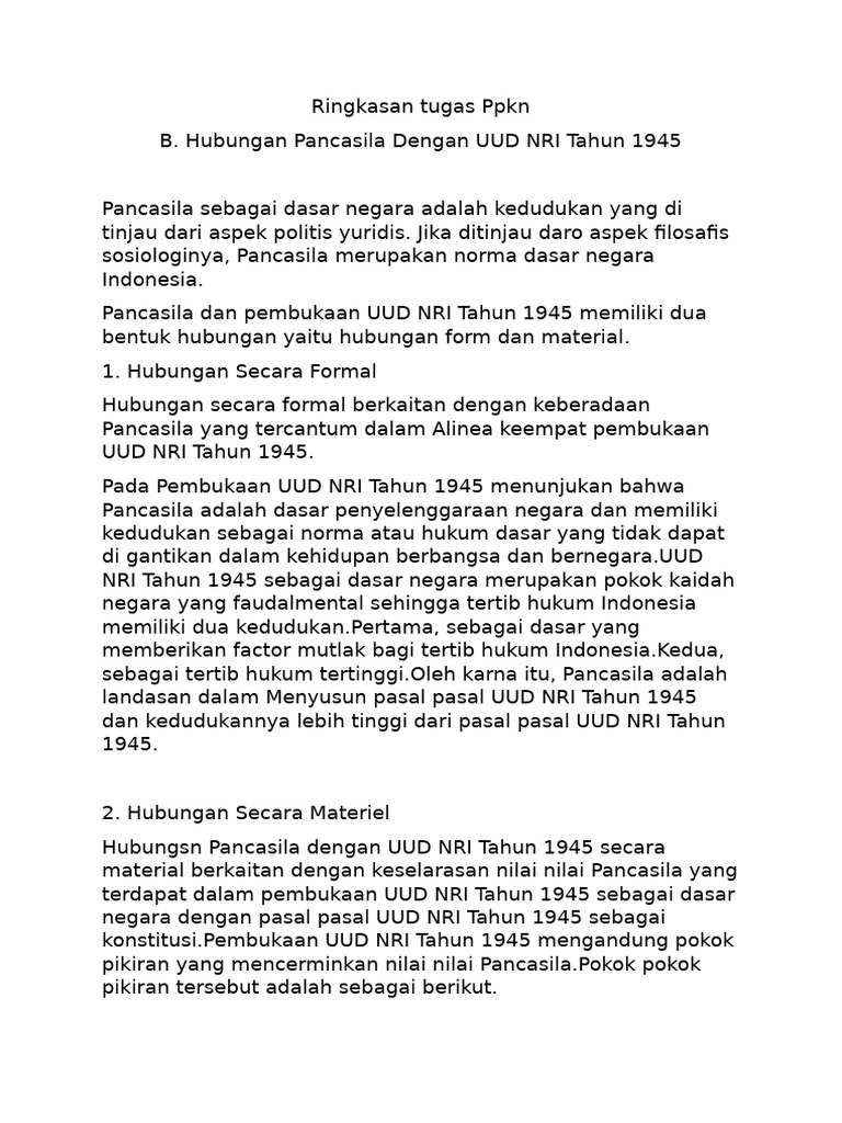 Ringkasan Tugas PPKN | PDF