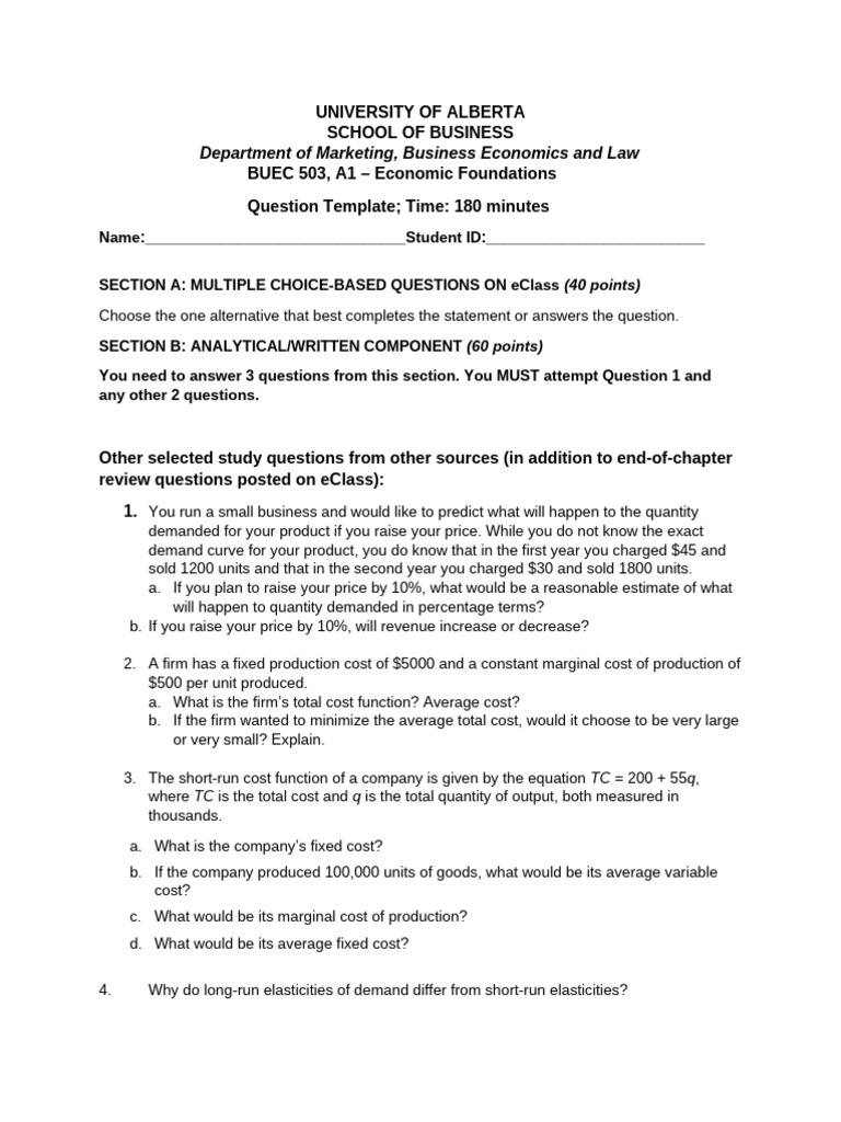 Exam Sample and Other Study Questions | PDF