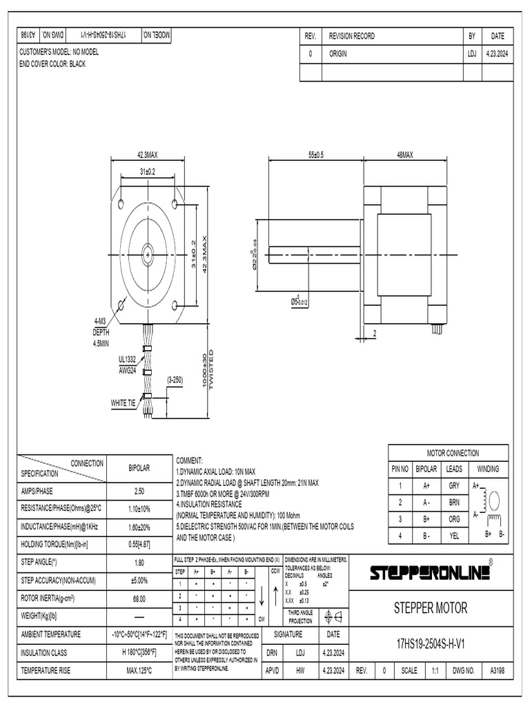 Stepper Motor: 17HS19-2504S-H-V1 | PDF
