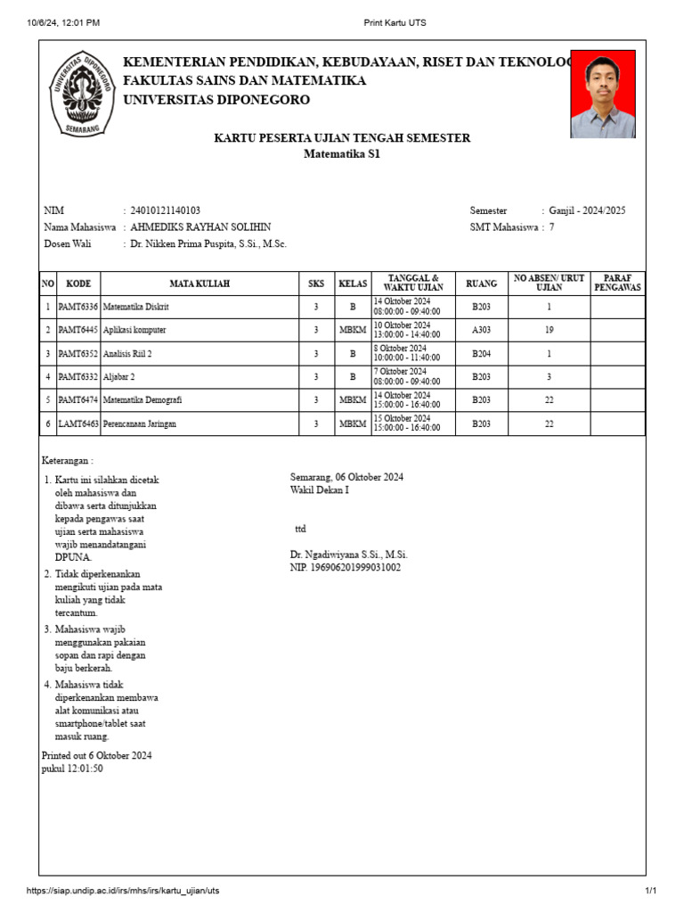 Print Kartu UTS | PDF