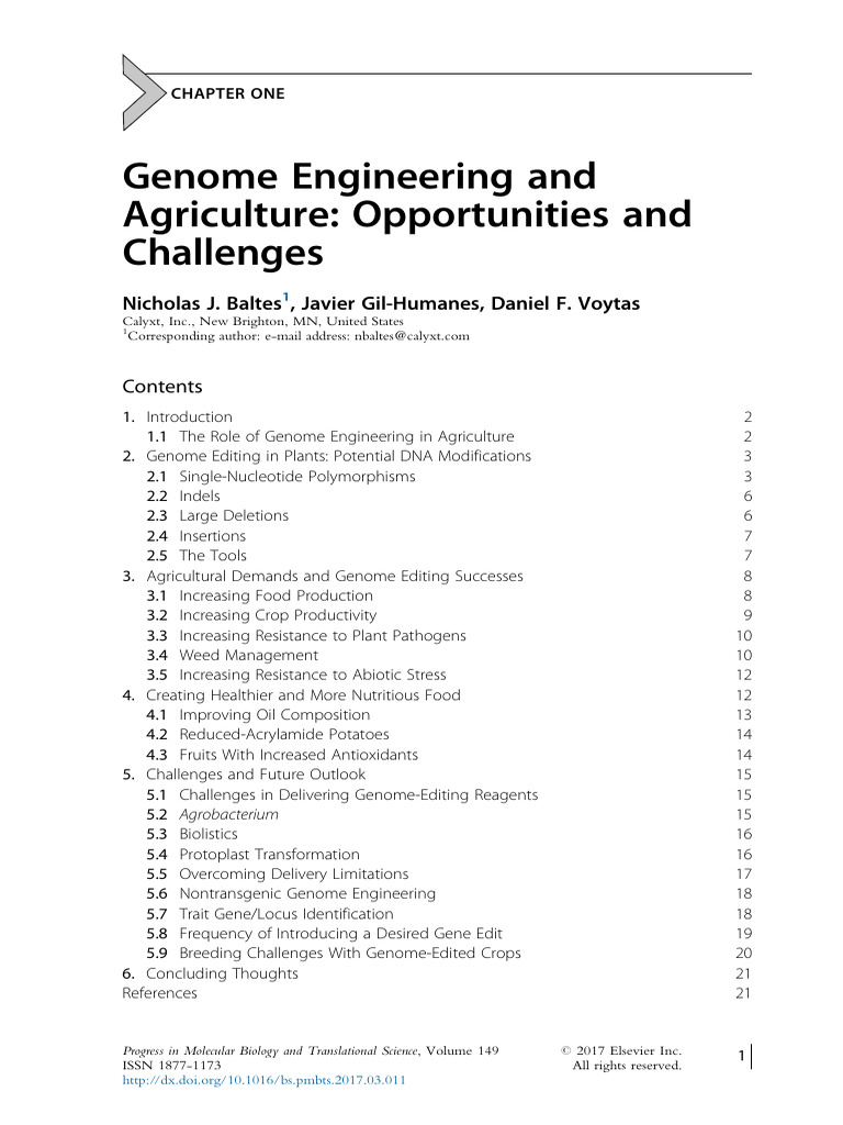 Chapter One - Genome Engineering and Agric - 2017 - Progress in ...