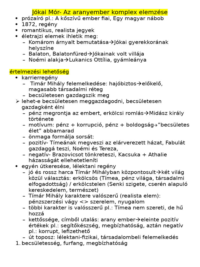Jókai Mór - Az Aranyember | PDF