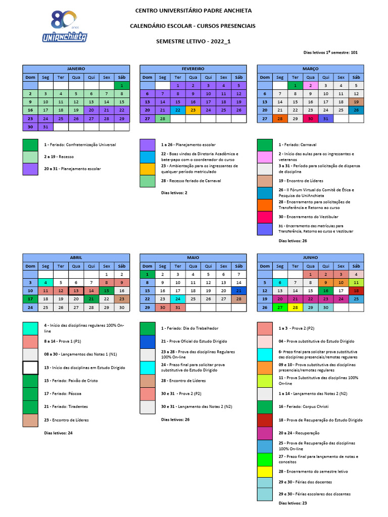 Calendario Escolar 2022 - 1 | PDF