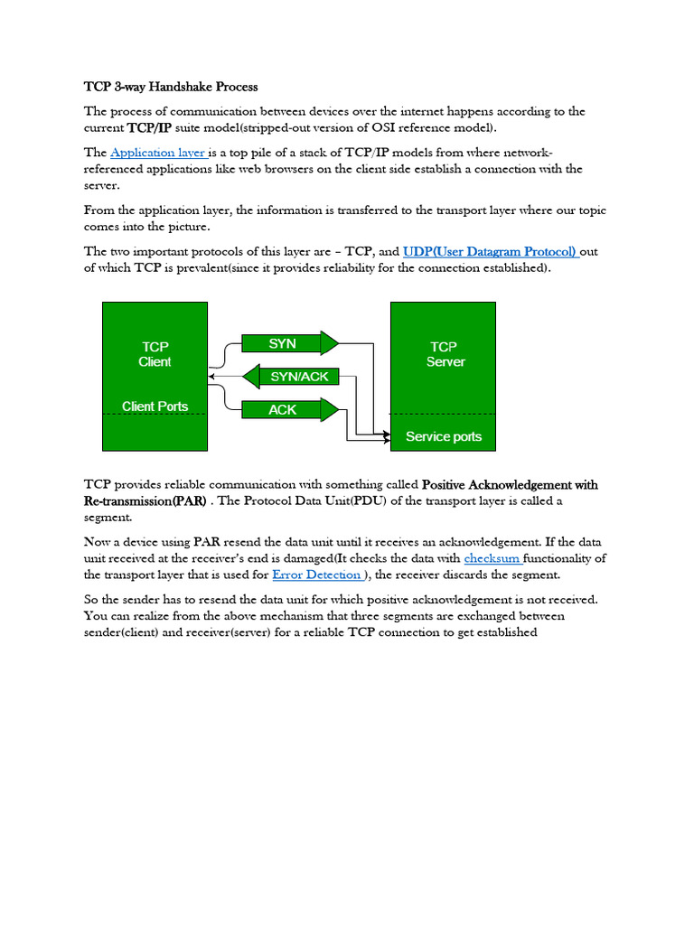 TCP 3 Way Handshake | PDF