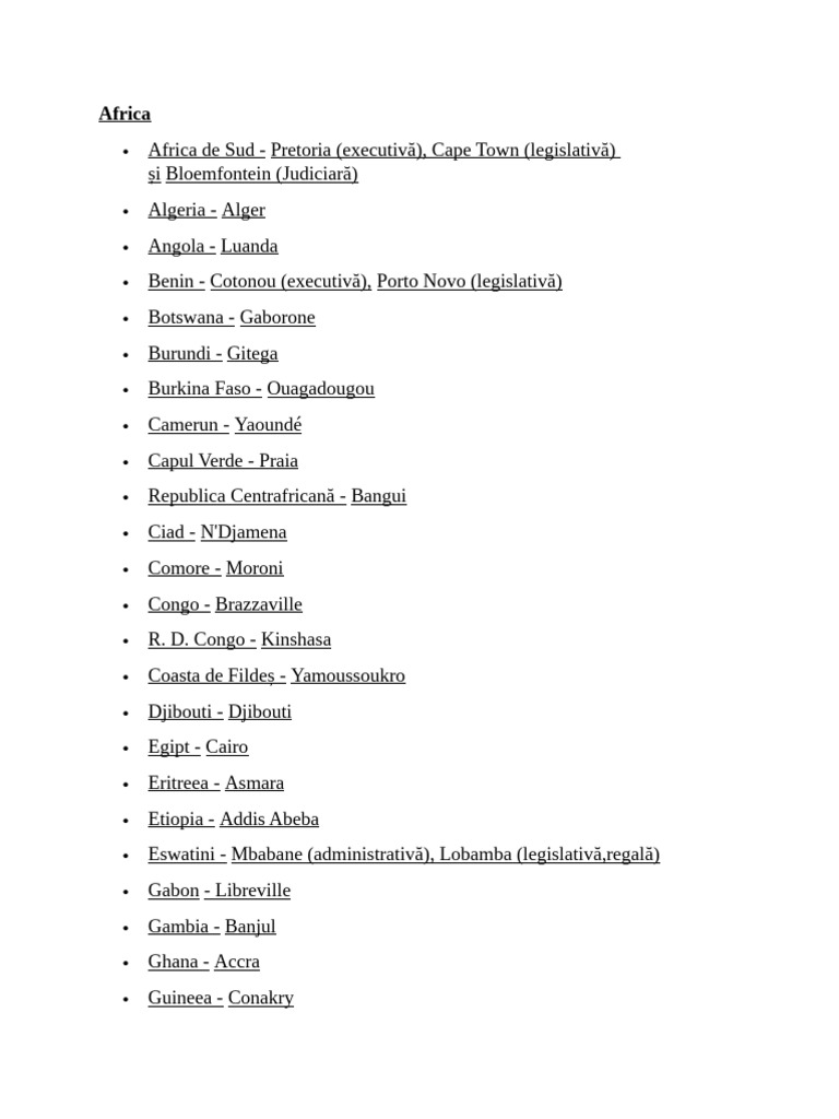 Tarile si capitalele Africii | PDF