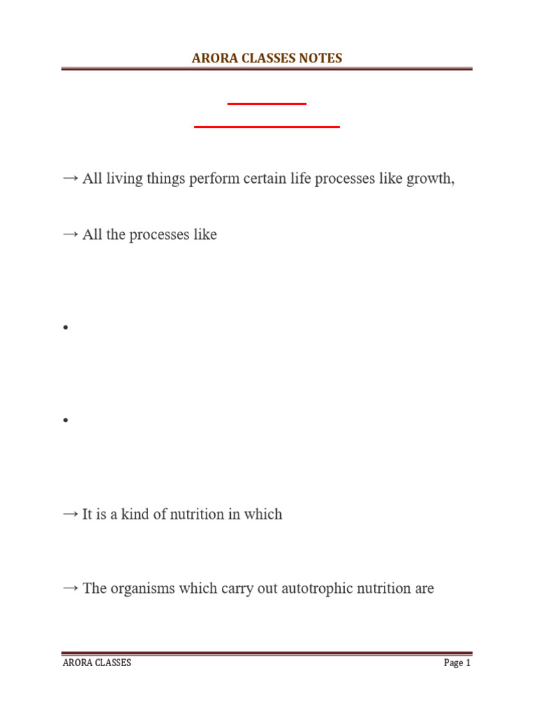Life Process Class 10TH | PDF