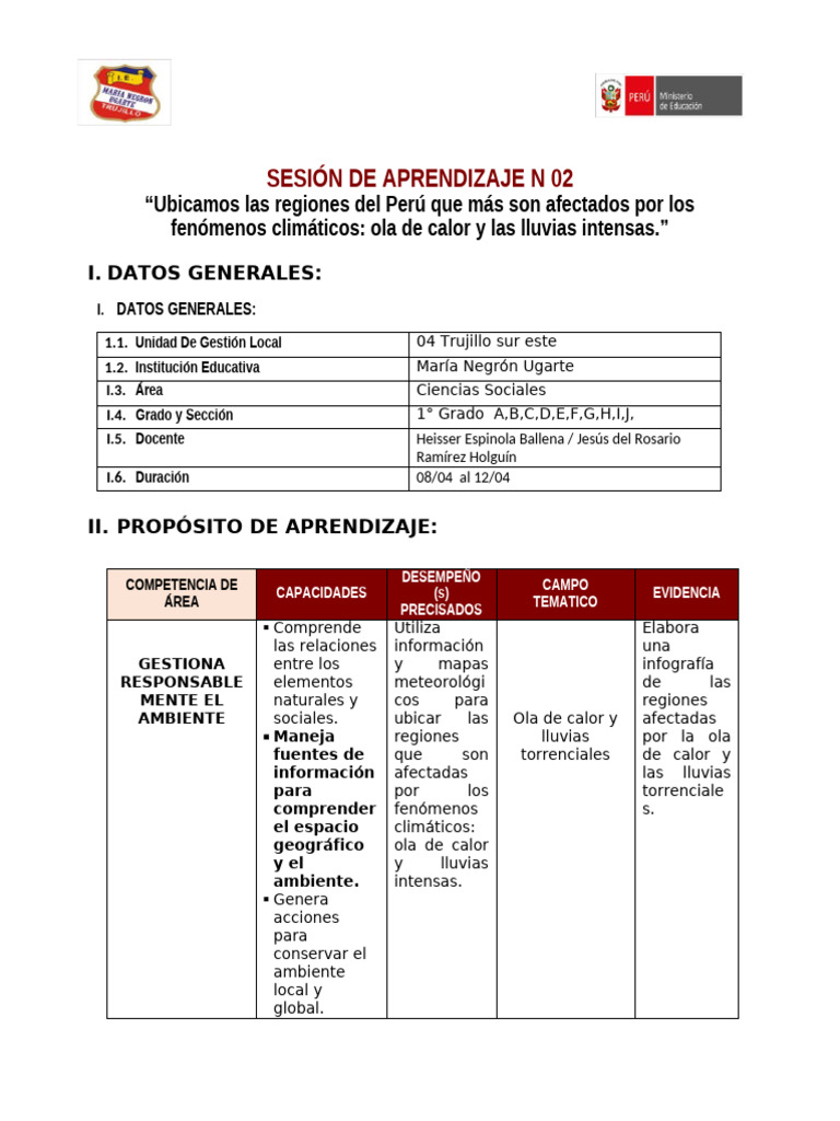 02 Sesión de Aprendizaje 1er-Grado-Ccss | PDF