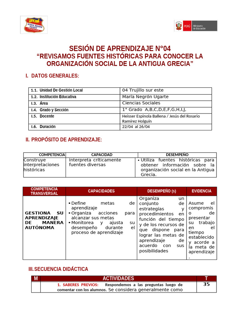 04 Sesión de Aprendizaje 1er - Grado - CCSS | PDF