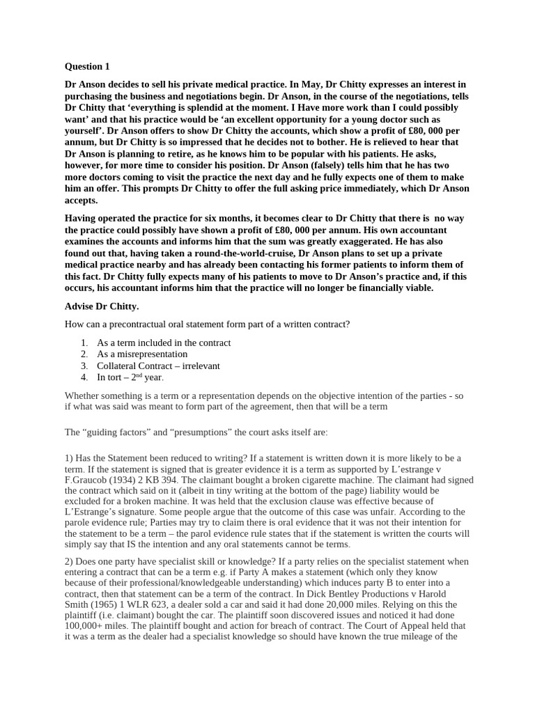 11 March 2023 Questions - Misrepresentation | PDF