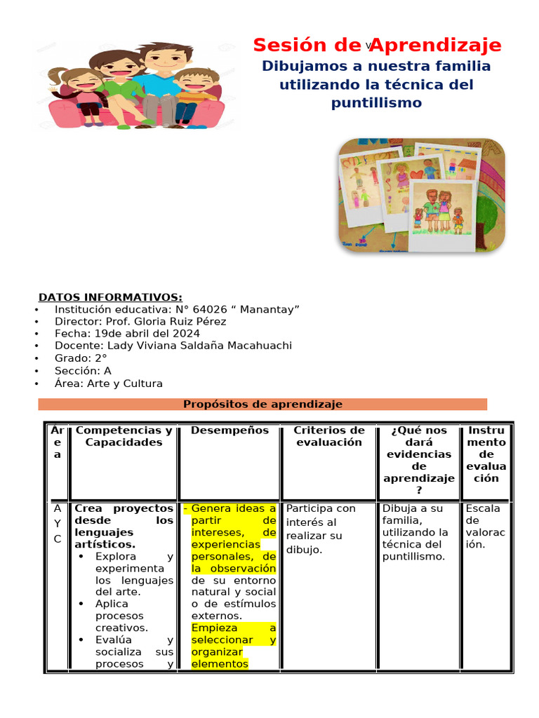 2° SESIÓN DÍA 5 ART DIBUJAMOS A NUESTRA FAMILIA UTILIZANDO LA TÉCNICA ...