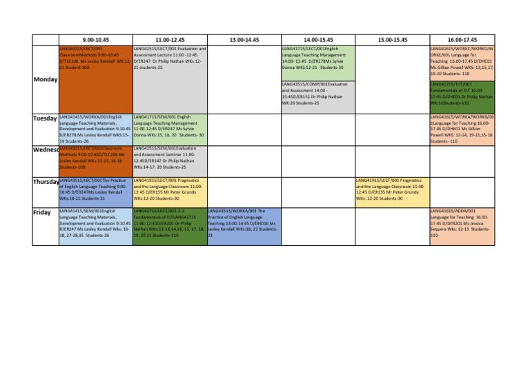 GRID Timetable Michaelmas 2024 | PDF